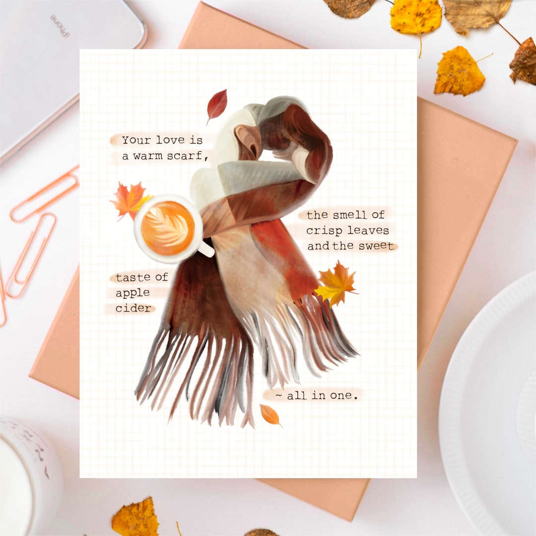Fall in Love Card, Poem Card, Fall Greeting Card, Love Blank Note Card ...