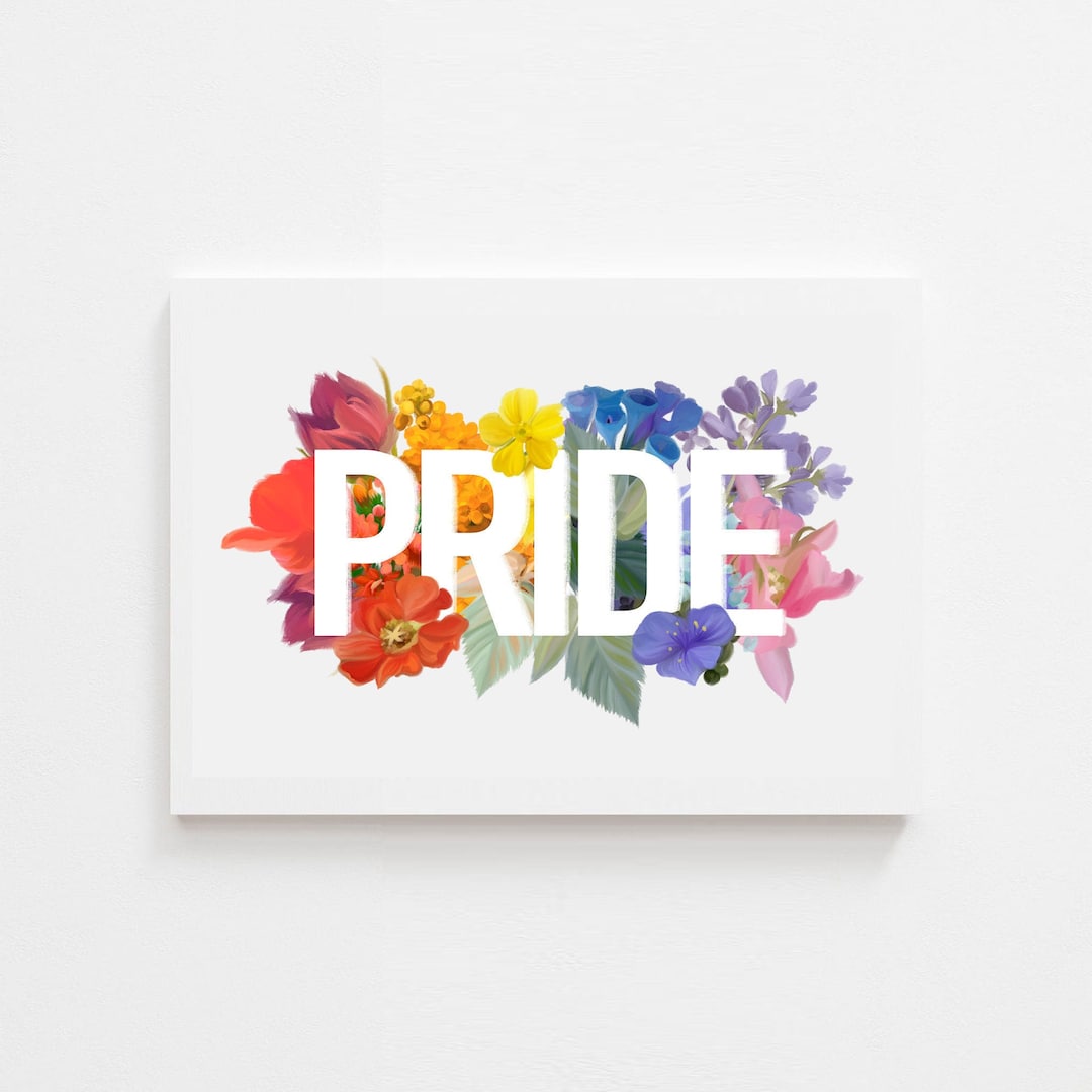 Pride Print, Rainbow Pride Artwork, Floral Rainbow Art, Human Rights ...