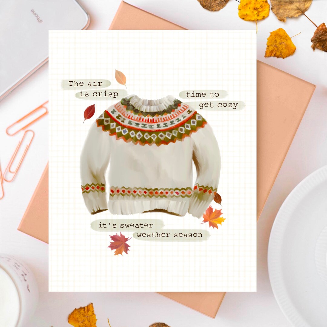 Sweater Weather Card, Poem Card, Fall Greeting Card, Love Blank Note ...