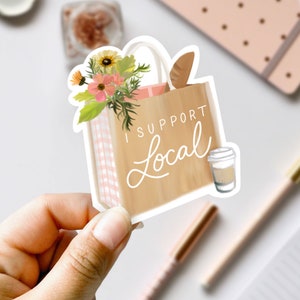 Support Local Sticker, Shop Local Sticker, Market Bag Sticker Shop ...