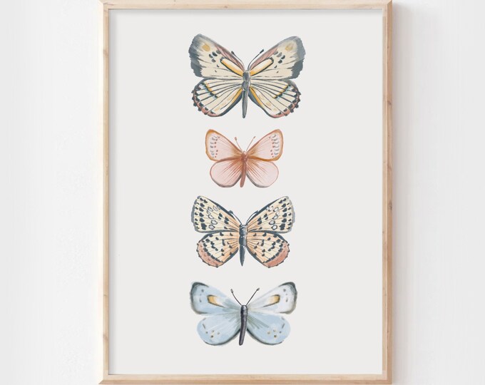 Boho Butterfly Print, Butterflies, Butterfly Art, Vintage Rustic ...