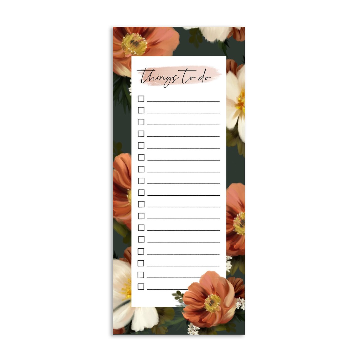 Things To-do Floral Notepad Floral Desk Pad Writing Pad | Etsy