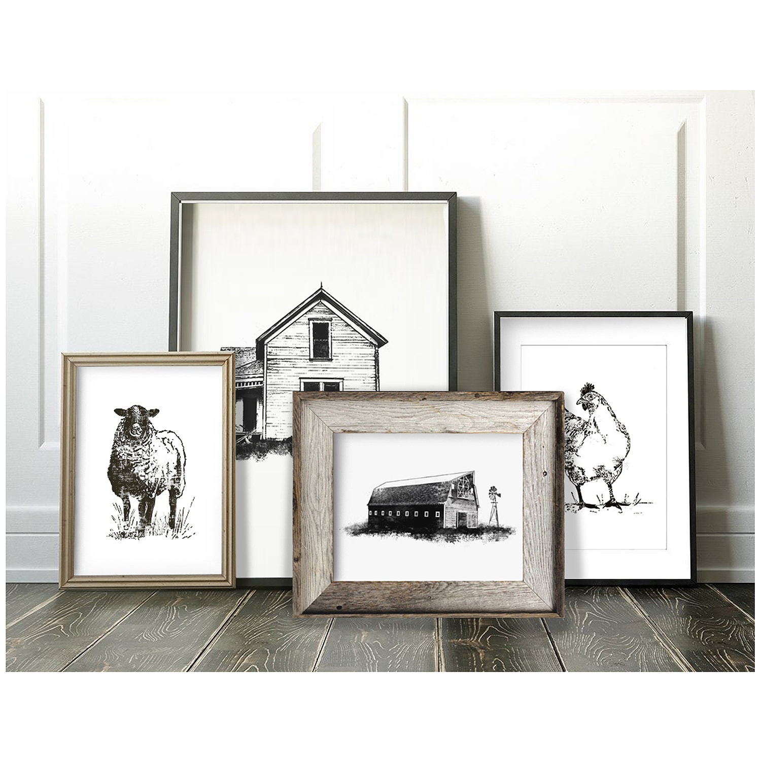 Farm House Art Print Rustic Farmhouse Wall Decor Black and | Etsy