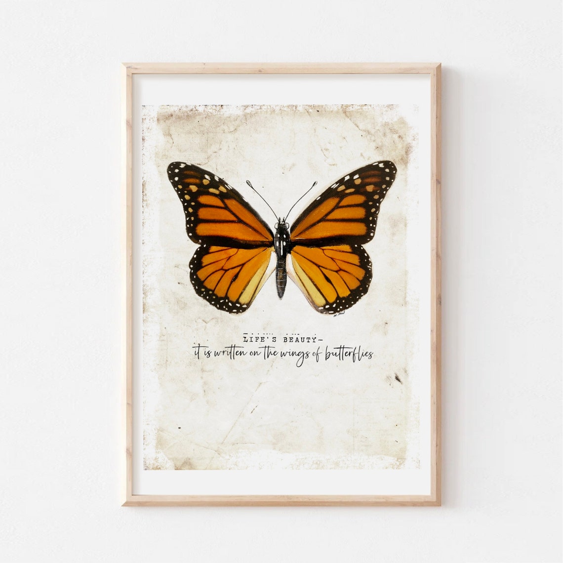 Monarch Butterfly Print Inspirational Quote Art Vintage - Etsy