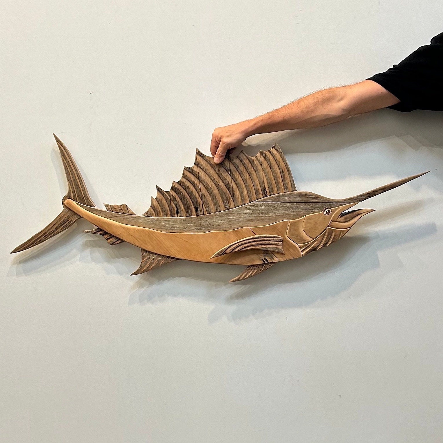 Recycled Wood Sailfish Wall Art: Coastal Marine Sculpture - Etsy
