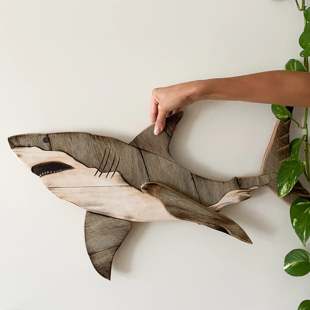 Wood Art / White Shark / Reclaimed Wood / Wood Wall Art / Wood Decor ...