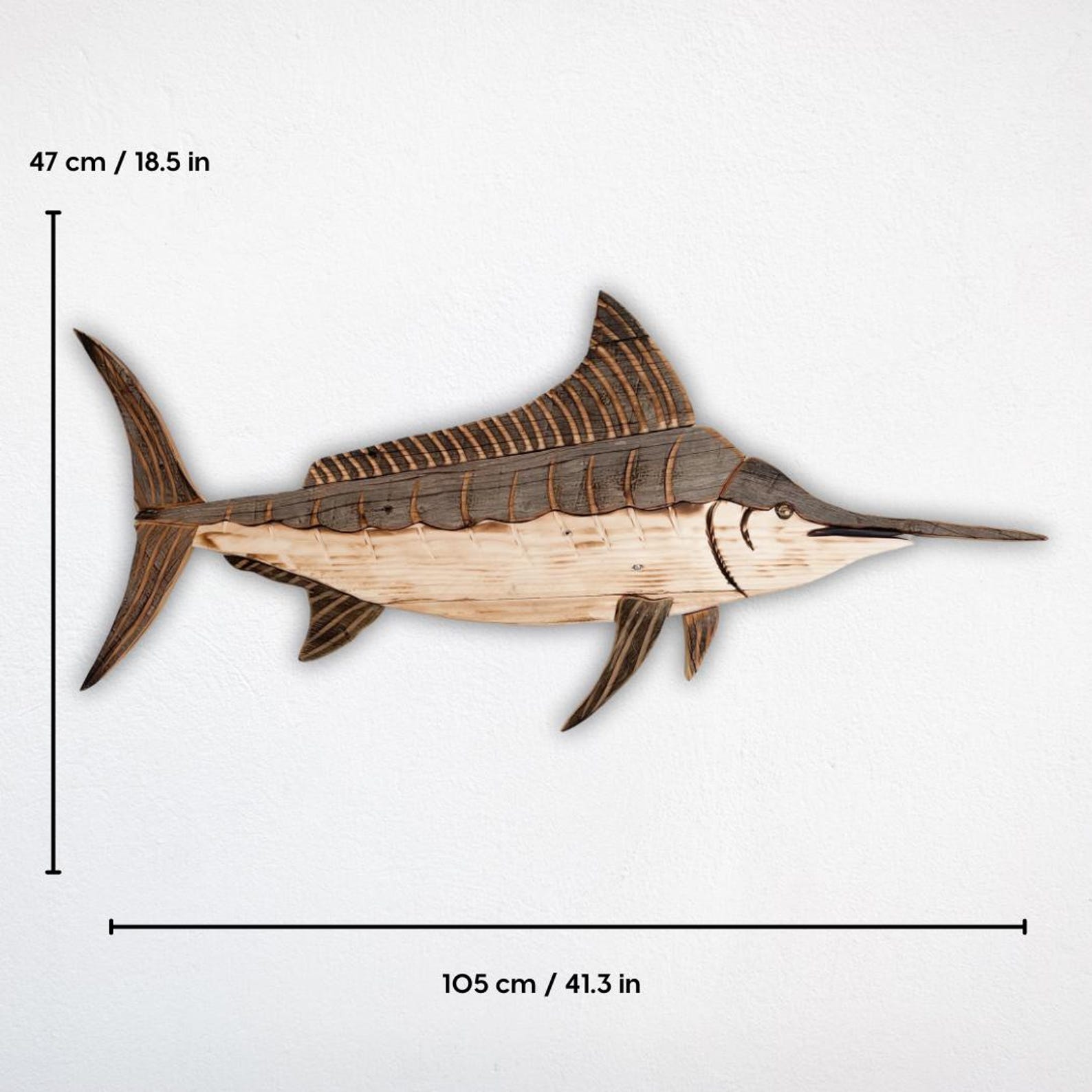 Handcrafted Wooden Swordfish Sculpture | Reclaimed Wood Ocean Decor ...