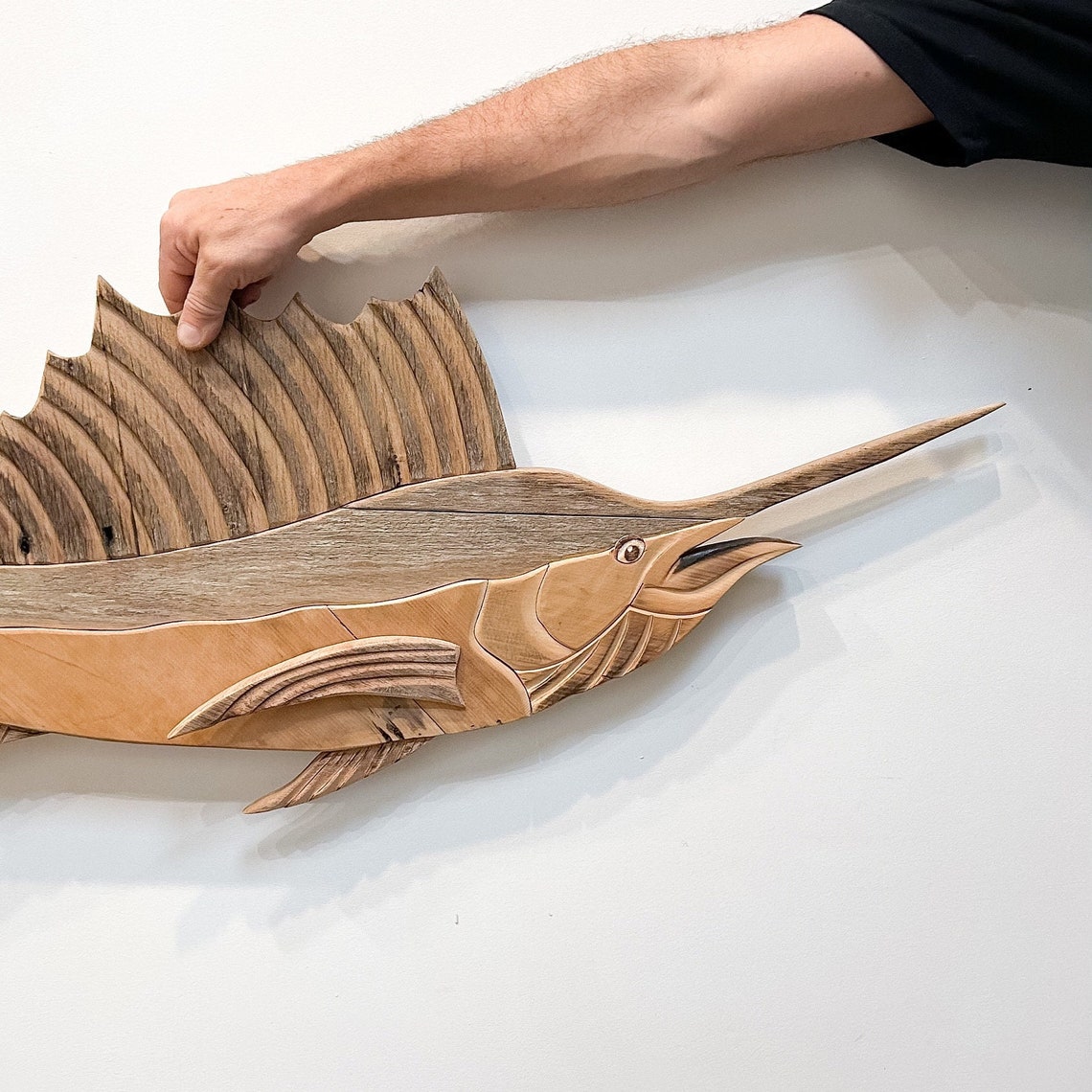 Recycled Wood Sailfish Wall Art: Coastal Marine Sculpture - Etsy