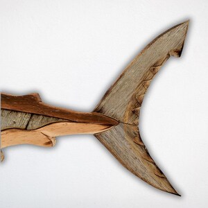Handcrafted Wooden Great White Shark Sculpture | Reclaimed Wood Ocean ...