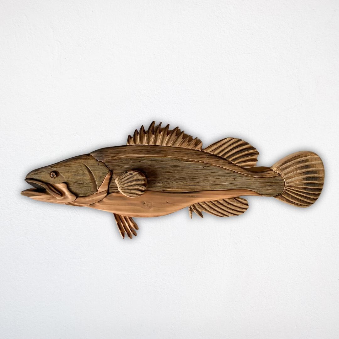 Handcrafted Wooden Murray Cod Sculpture | Reclaimed Wood Fish Art | Eco ...