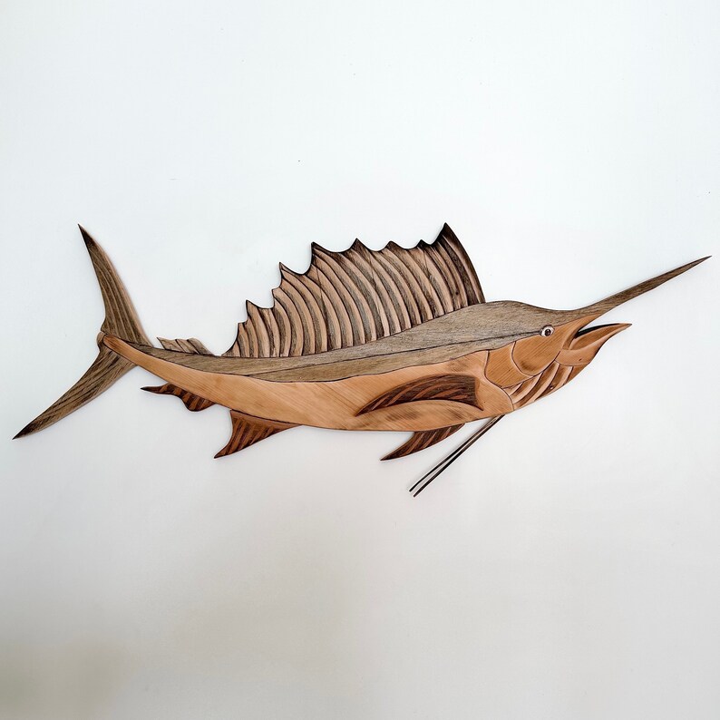 Recycled Wood Sailfish Wall Art: Coastal Marine Sculpture - Etsy