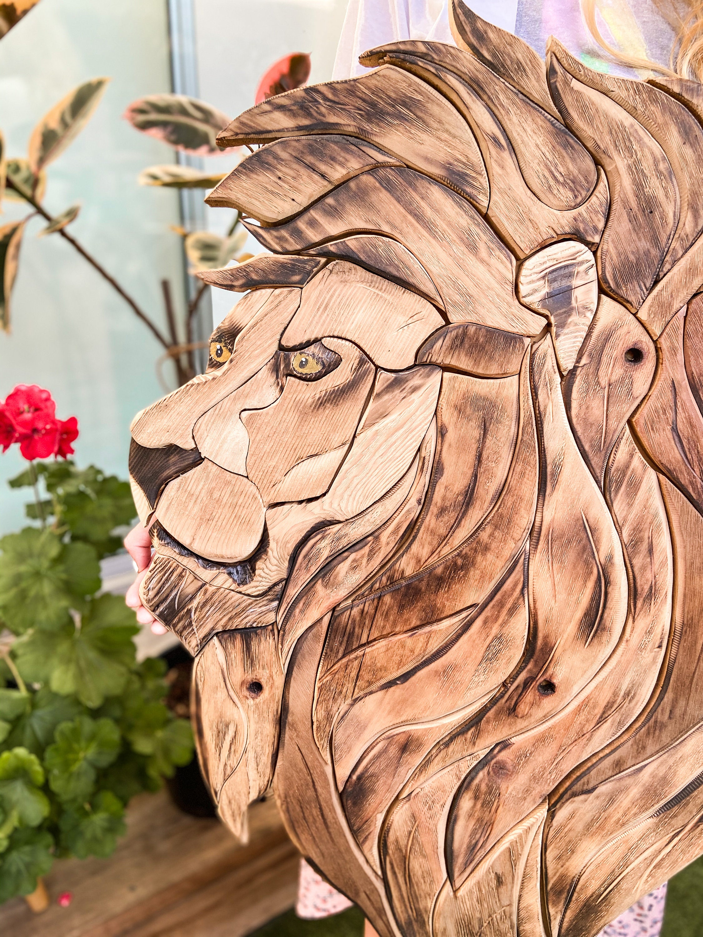 Arte de madera / madera recuperada / león / arte de la pared | Etsy