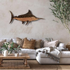 Handcrafted Wooden Swordfish Sculpture | Reclaimed Wood Ocean Decor ...
