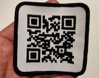 QR Rick Roll Patch Fully Embroidered, Never Gonna Give You up Video ...