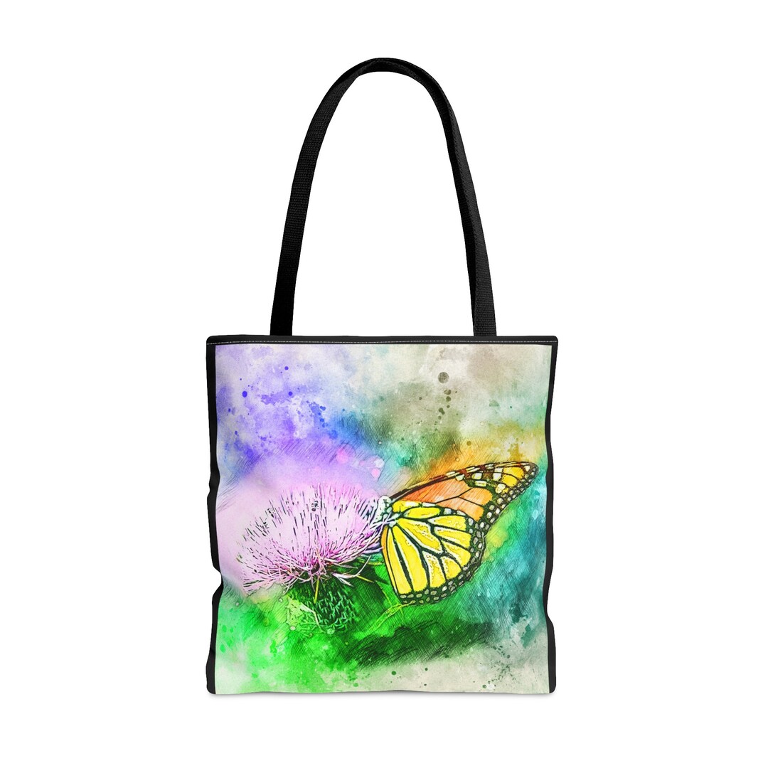 Butterfly Tote Bag Floral Tote Bag Shoulder Bag Flower - Etsy