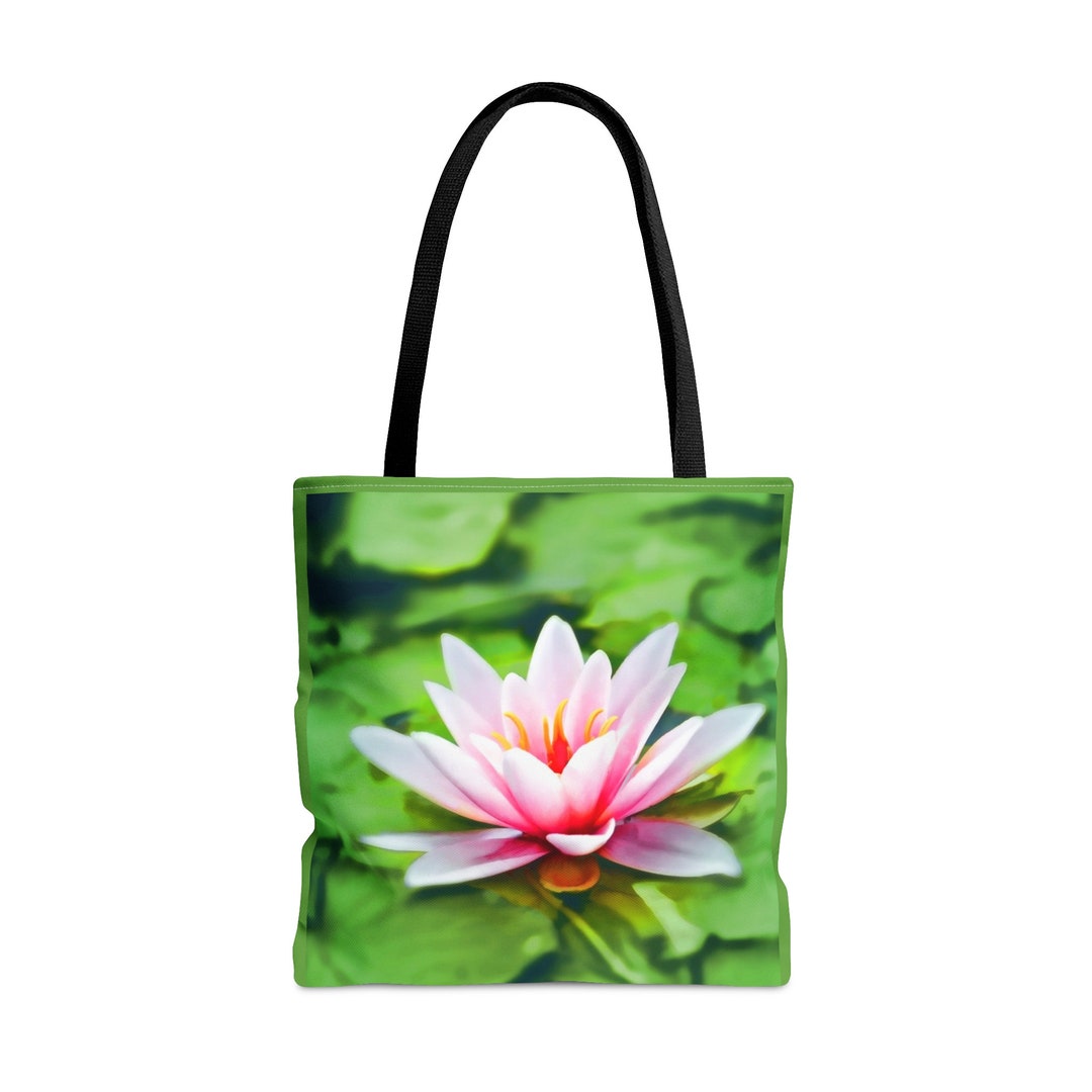 Pink Lotus Tote Bag, Floral Shoulder Bag, Flower Lover Tote Bag, Pink ...