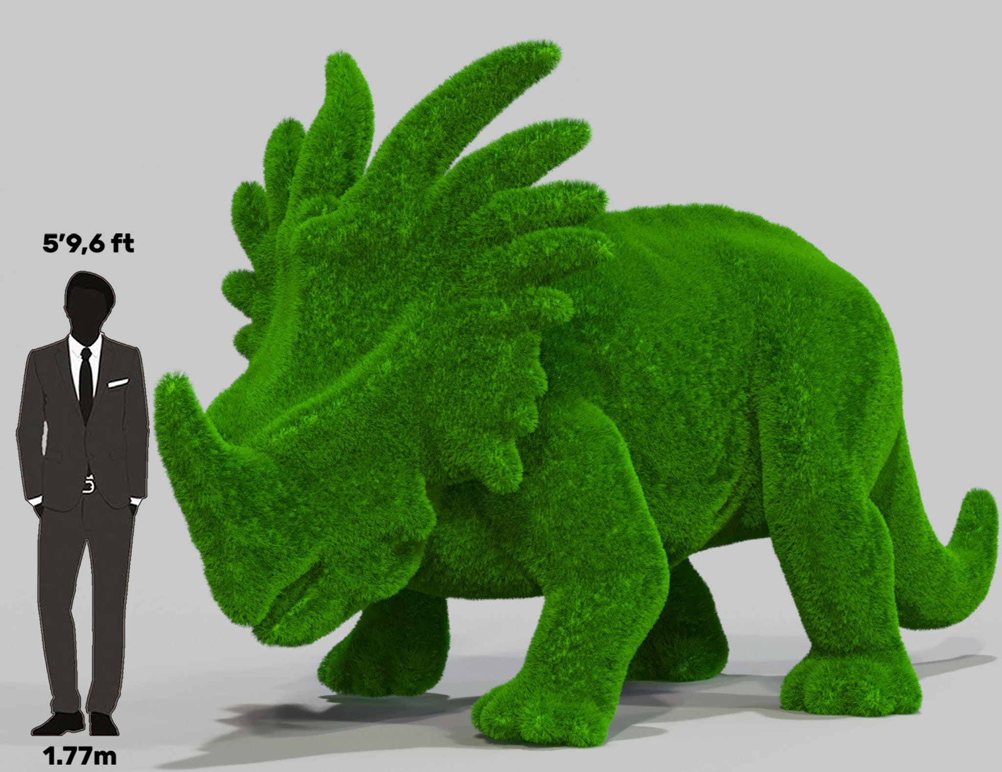 Outdoor Styracosaurus Topiary Green Figures Covered in Artificial Grass ...