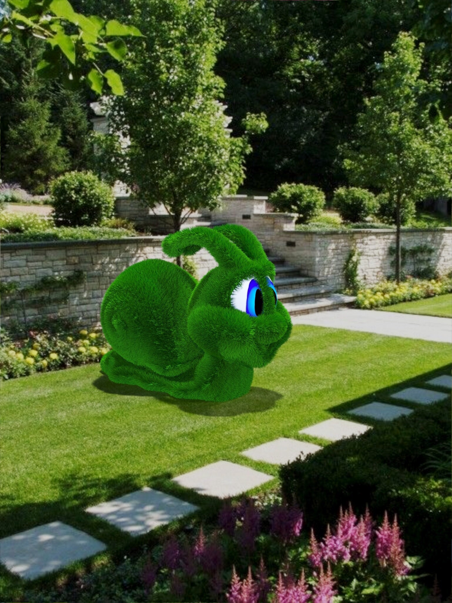 Outdoor Cartoon Snail Topiary Green Figures — Decor Factory Studio