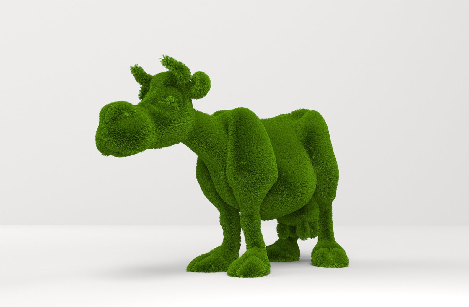 Outdoor Cartoon Cow Topiary Green Figures Covered in Artificial Grass ...