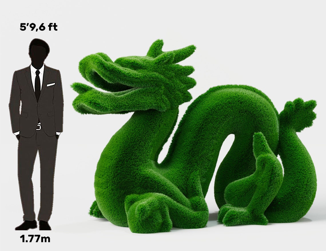 Outdoor Chinese Dragon Topiary Green Figures Covered in Artificial ...