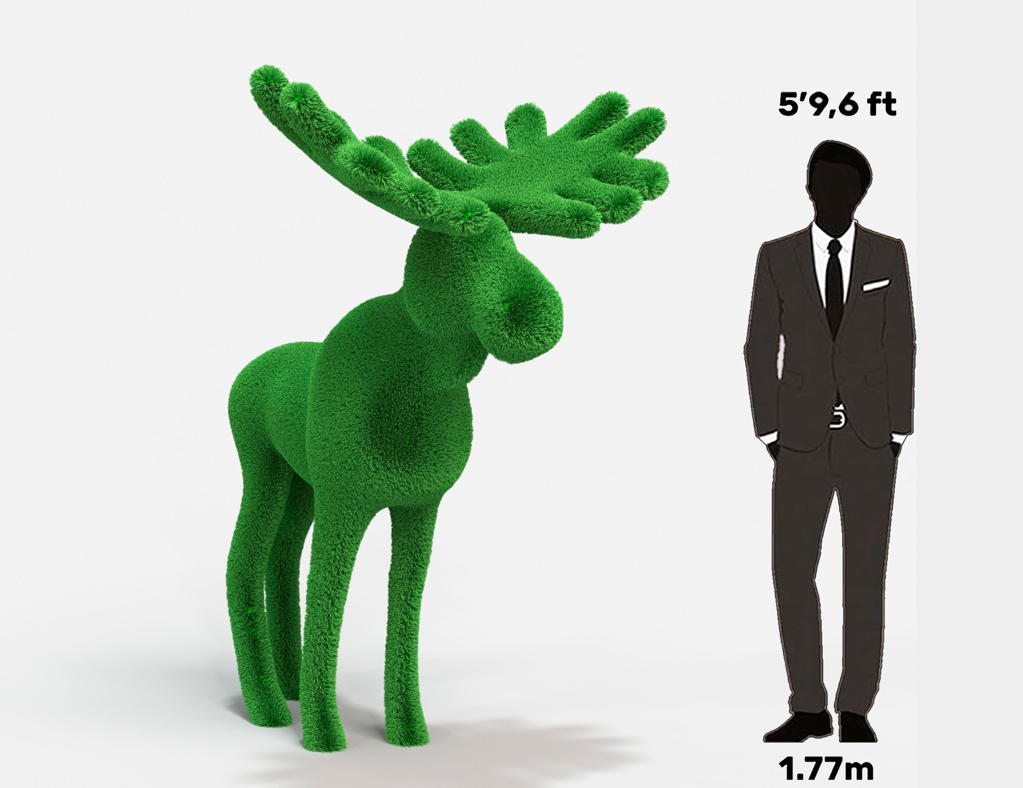Outdoor Moose Topiary Green Figures Covered in Artificial Grass ...