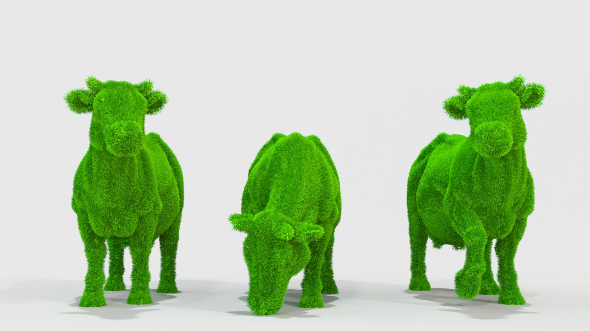 Outdoor Cows Topiary Green Figures Covered in Artificial Grass ...