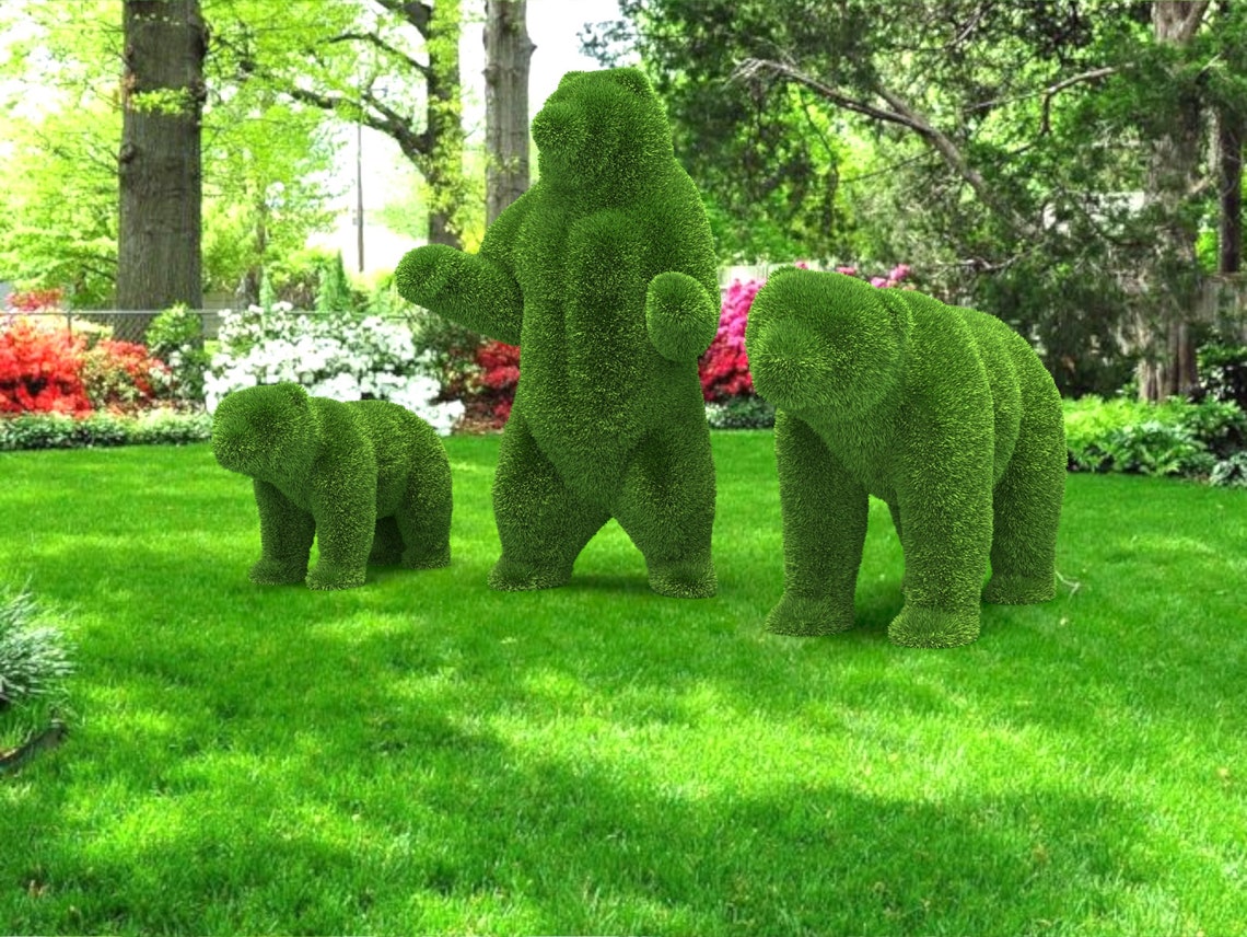 Outdoor Animal Bears Three Variants Topiary Green Figures Covered in ...