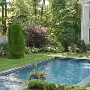 Outdoor Idol Moai Topiary Green Figures Covered in Artificial Grass ...
