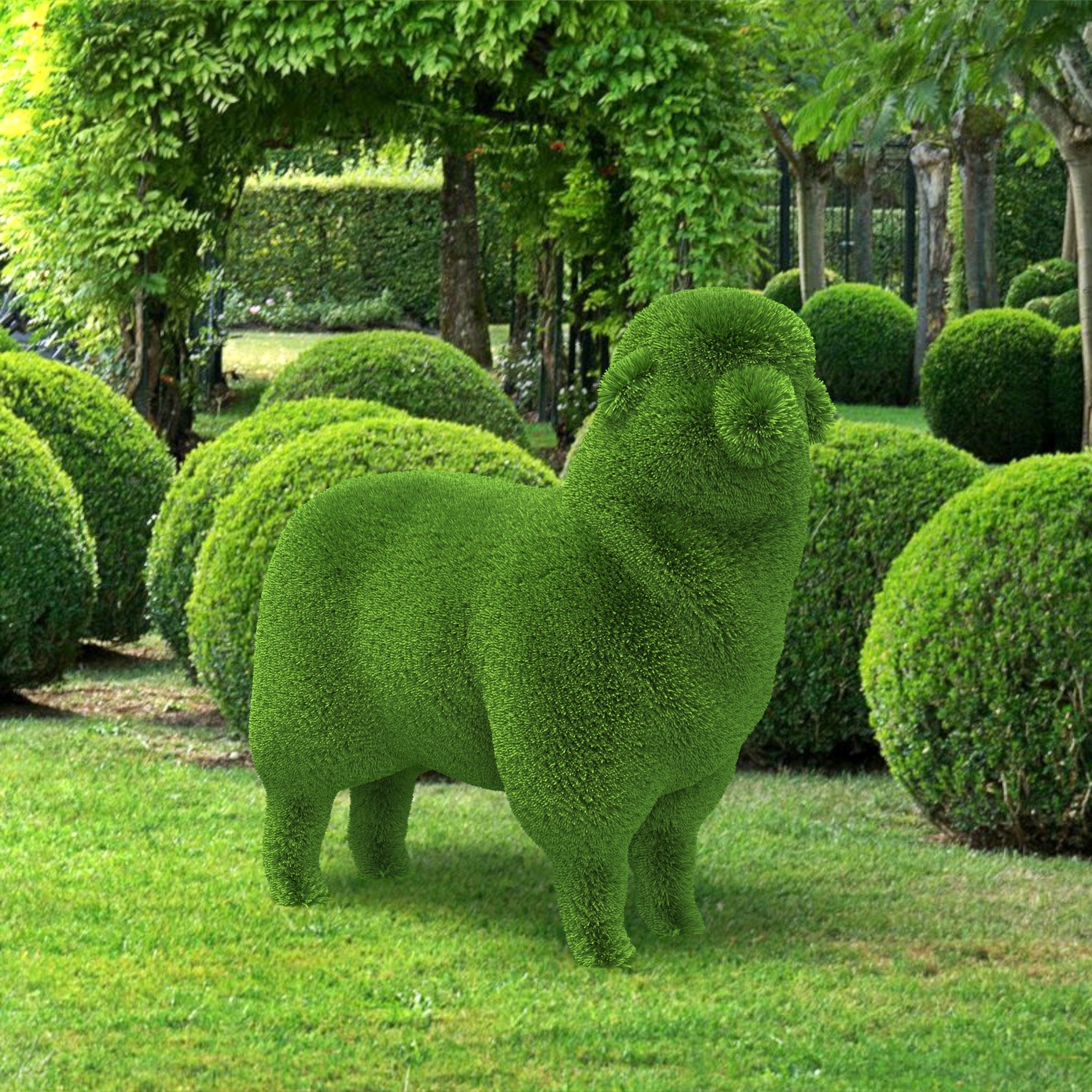 Outdoor Animal Merino Sheep Topiary Green Figures Covered in Artificial ...