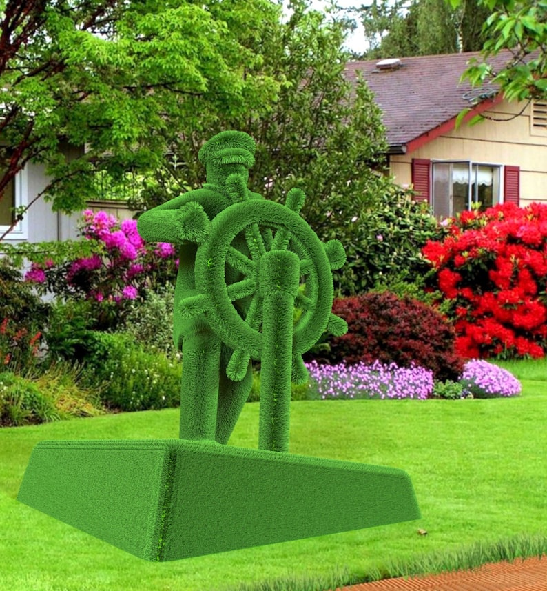Outdoor Captain Topiary Green Figures Covered in Artificial Grass Landscaping Sculpture Great ...