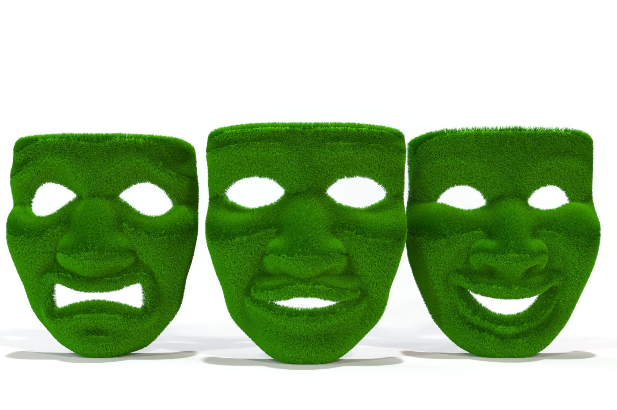 Outdoor Theatrical Masks Sculptures Topiary Green Figures in Artificial ...