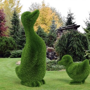 Outdoor Animal Duck and Duckling Topiary Green Figures Covered in ...