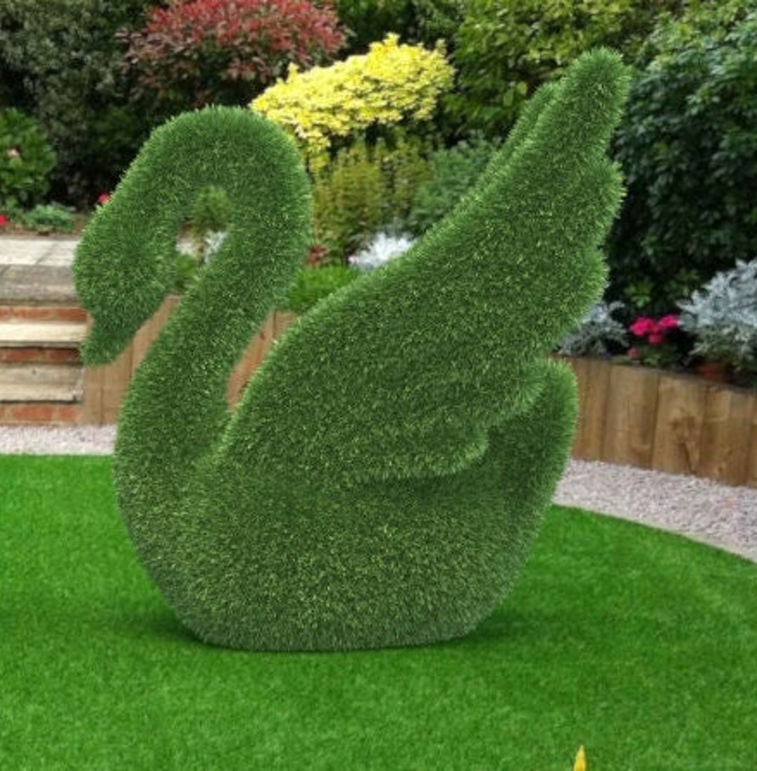 Outdoor Animal Swan Topiary Green Figures 65" Covered in Artificial ...