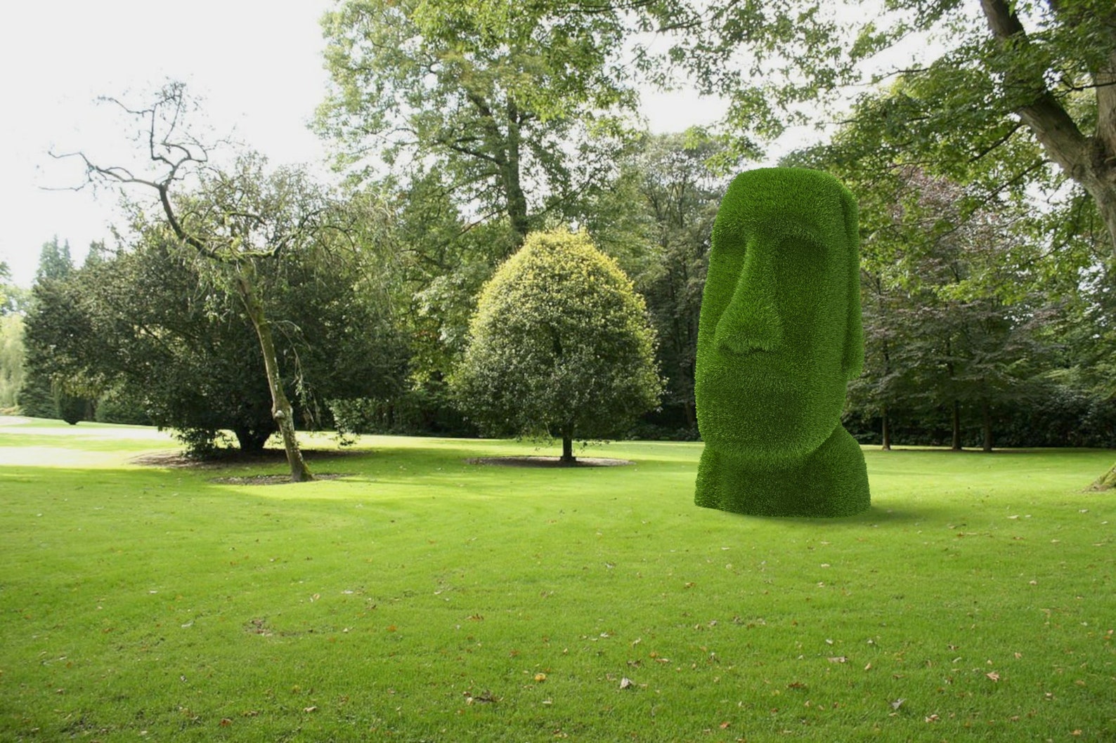 Outdoor Idol Moai Topiary Green Figures Covered in Artificial Grass ...