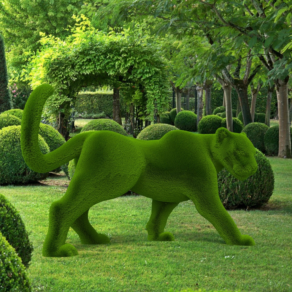 Outdoor Panther Topiary Green Figures Covered in Artificial Grass Great ...