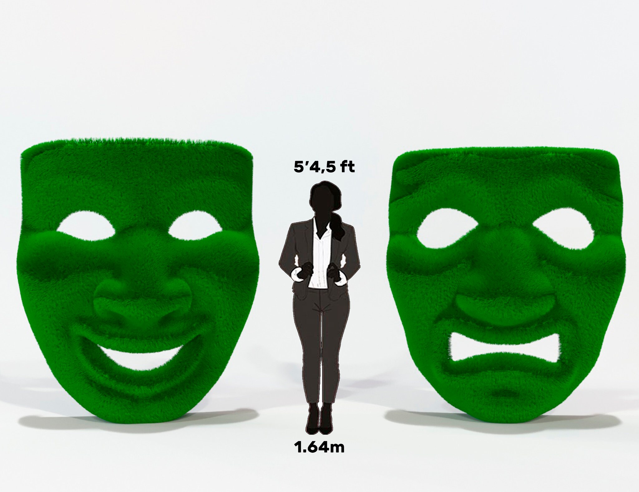 Outdoor Theatrical Masks Sculptures Topiary Green Figures in Artificial ...