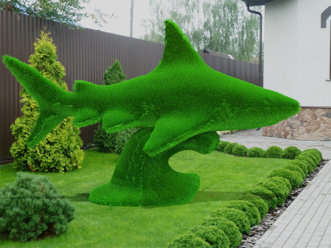 Artificial Grass Shark Sculpture: Outdoor Garden Decor (l110"x W45"x ...
