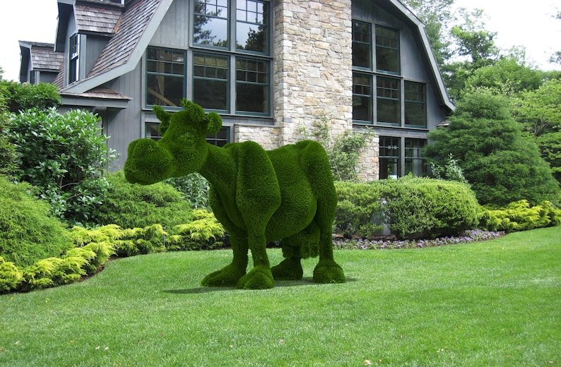 Outdoor Cartoon Cow Topiary Green Figures Covered in Artificial Grass ...