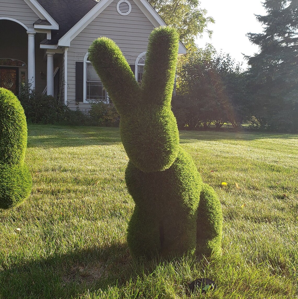 Outdoor Animal Standing Rabbit Topiary Green Figures 43" Covered in ...