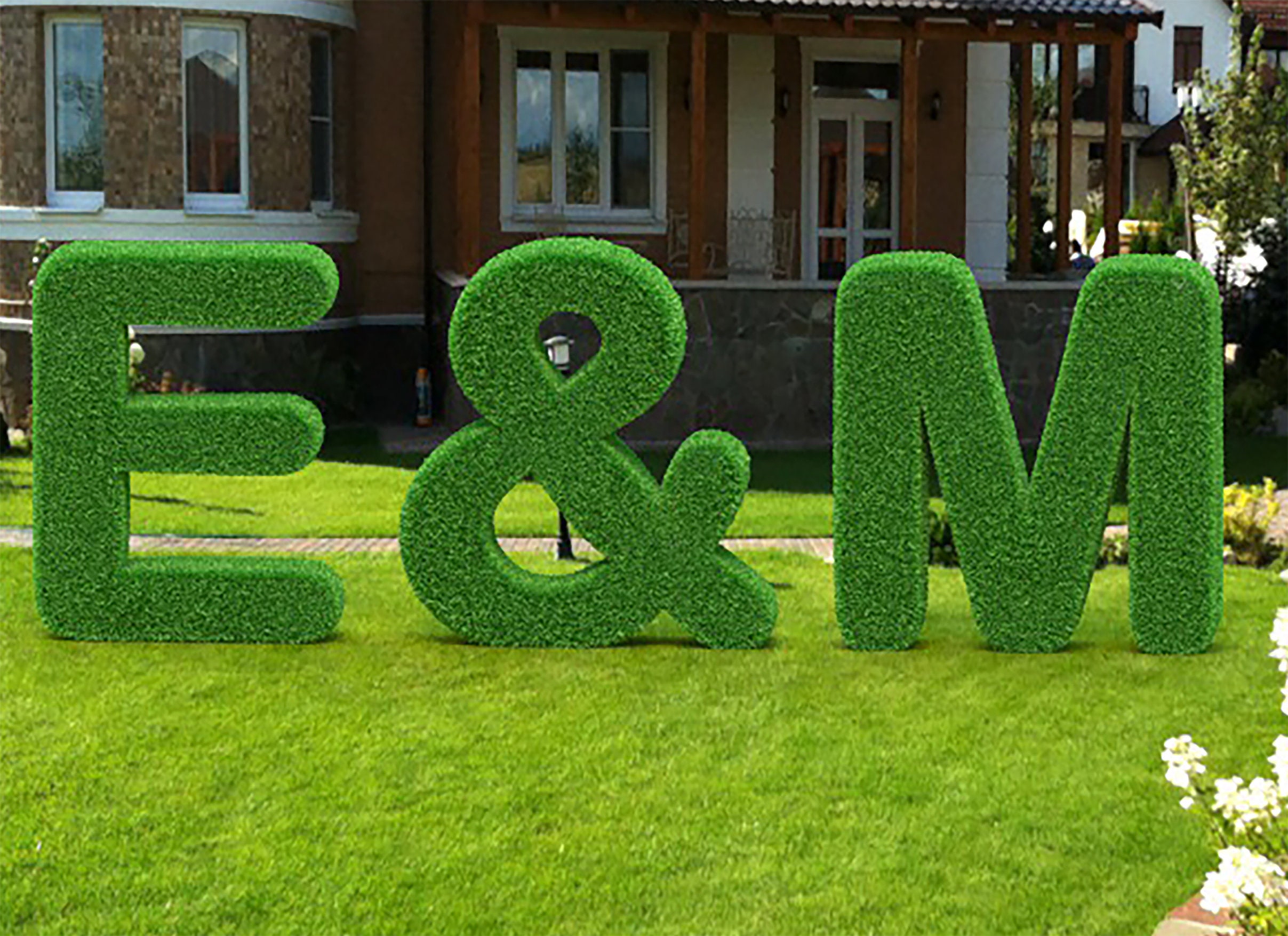 Outdoor 3D Letters and Numbers Topiary Green Figures 48" Covered in ...