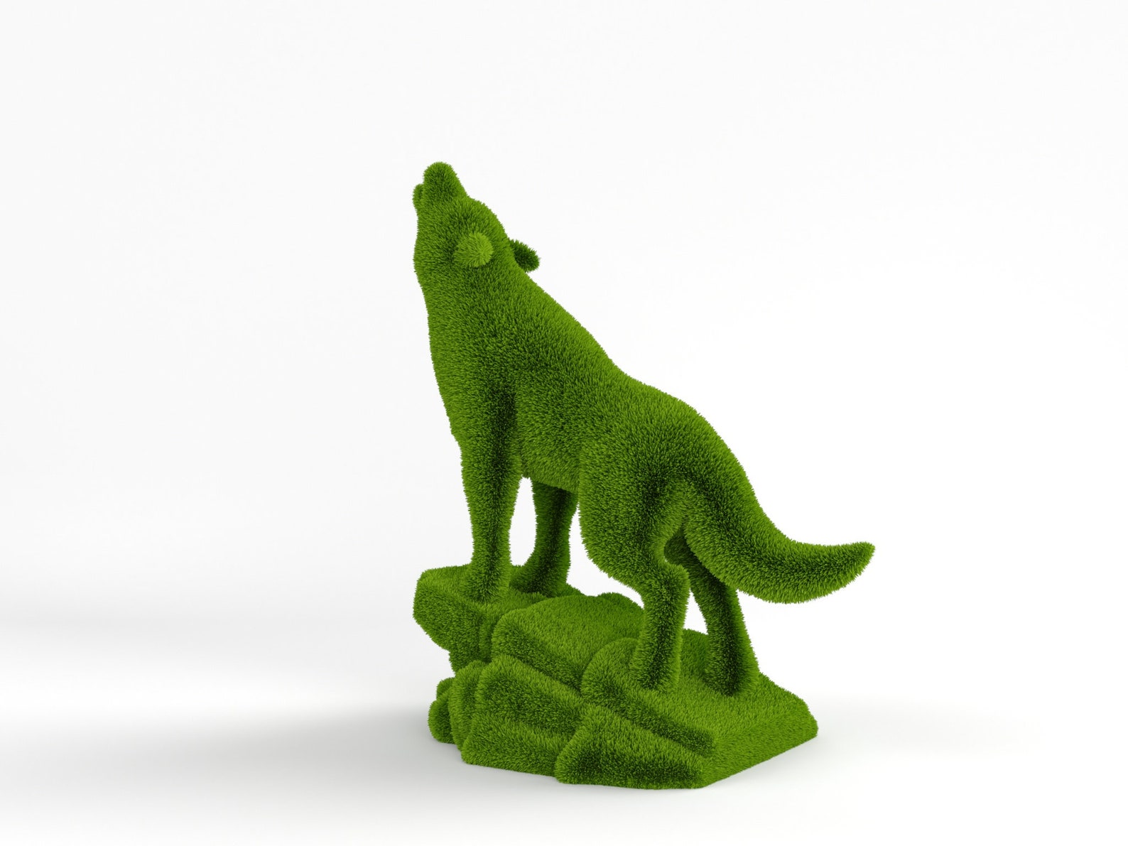 Wolf Howling and Turned Head Topiary Sculpture Outdoor Artificial Grass ...