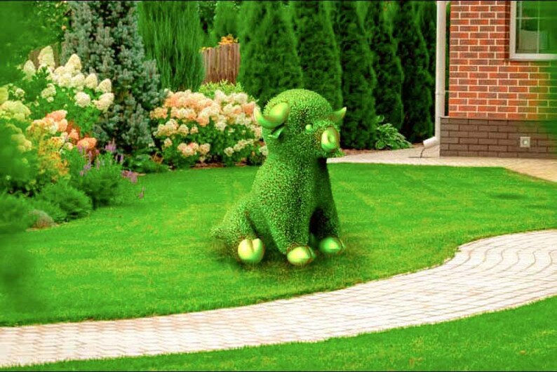 Artificial Grass Calf Topiary – Luxury Farmhouse Garden Decor – Outdoor ...