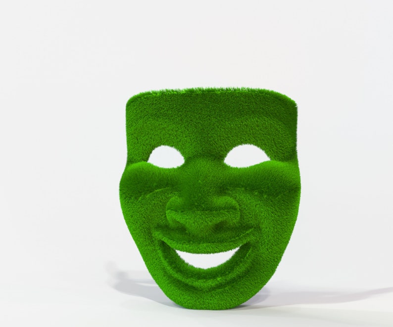 Outdoor Theatrical Masks Sculptures Topiary Green Figures in Artificial ...