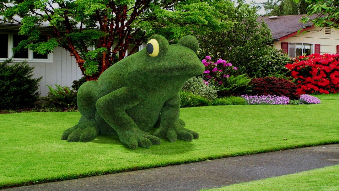 Outdoor Animal Huge Frog Topiary Green Figures Covered in Artificial ...