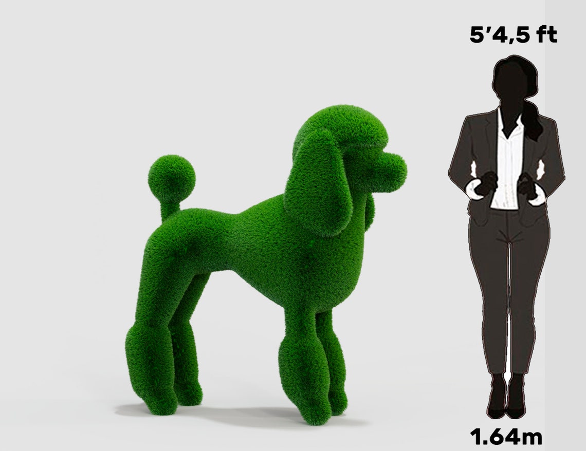 Outdoor Animal Poodle Topiary Green Figures Covered in Artificial Grass ...