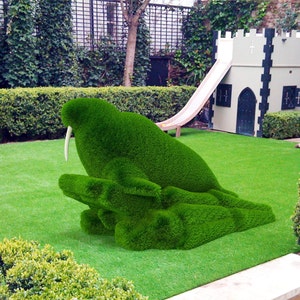 Outdoor Animal Walrus Topiary Green Figures Covered in Artificial Grass Landscaping Sculpture ...