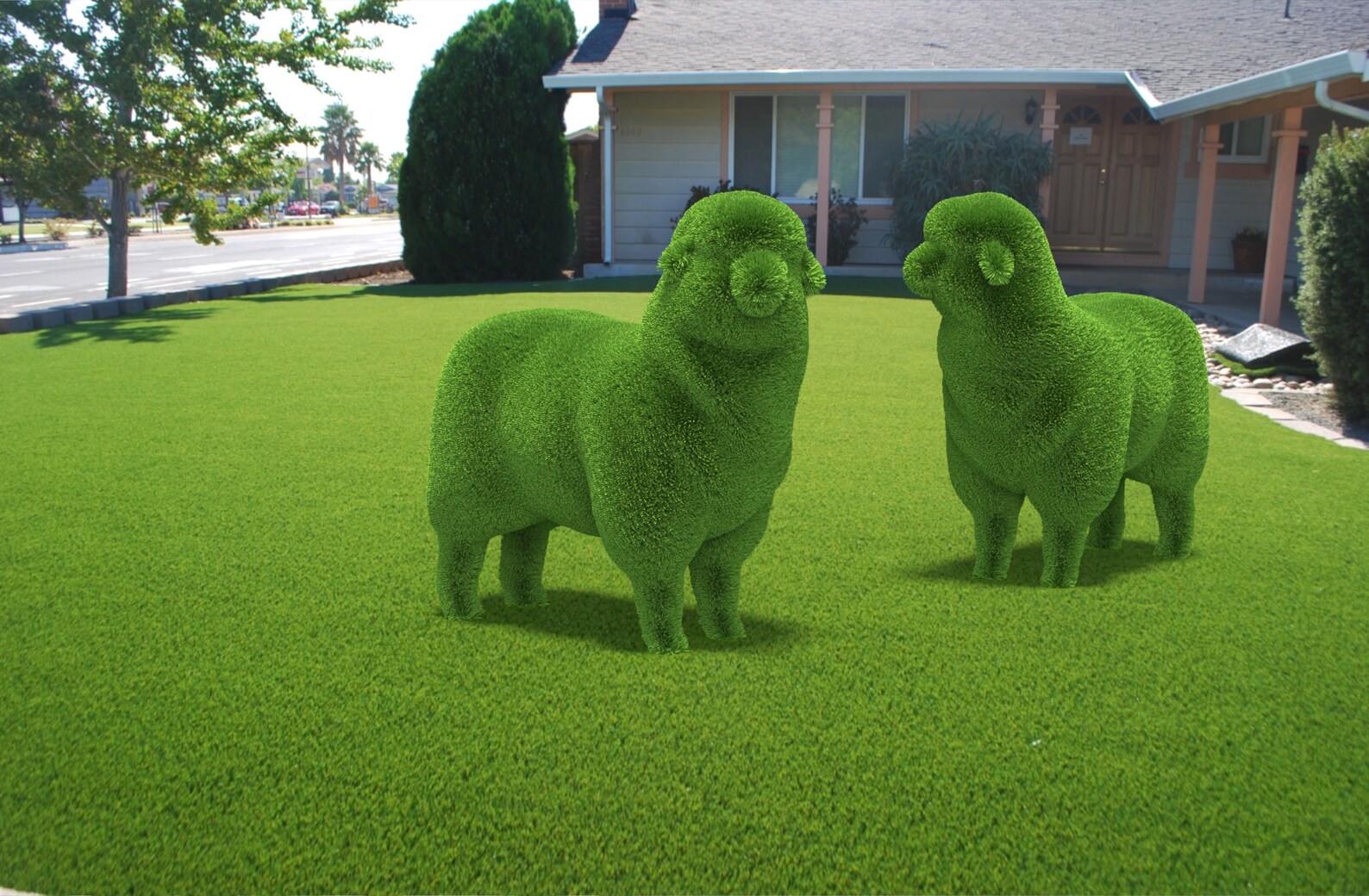 Outdoor Animal Merino Sheep Topiary Green Figures Covered in Artificial ...