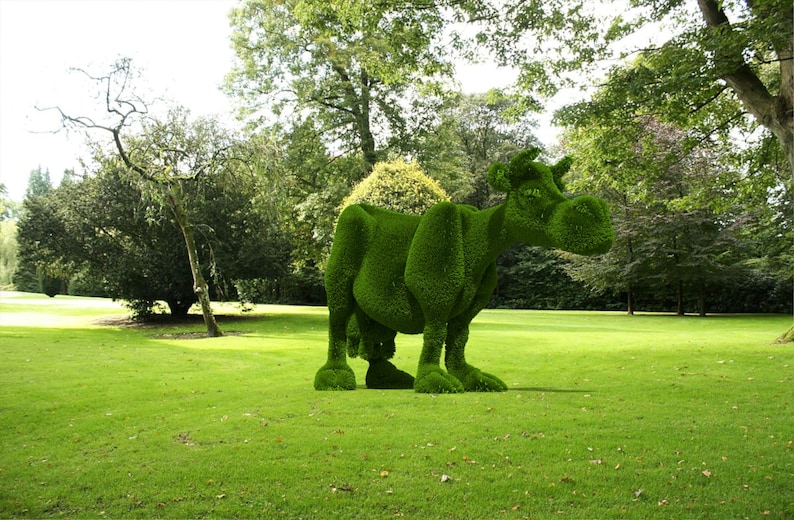 Artificial Grass Cow Topiary: Outdoor Garden Decor (97" L) - Etsy