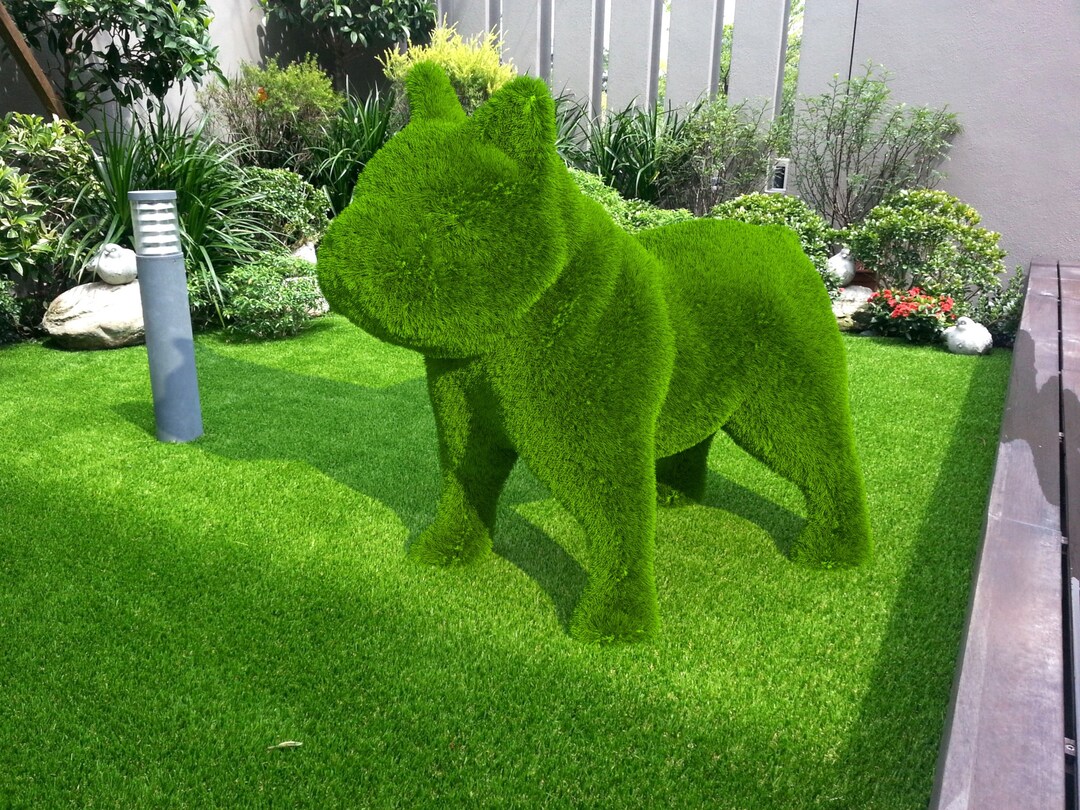 Giant French Bulldog Garden and Yard Decoration Topiary: Faux Grass ...