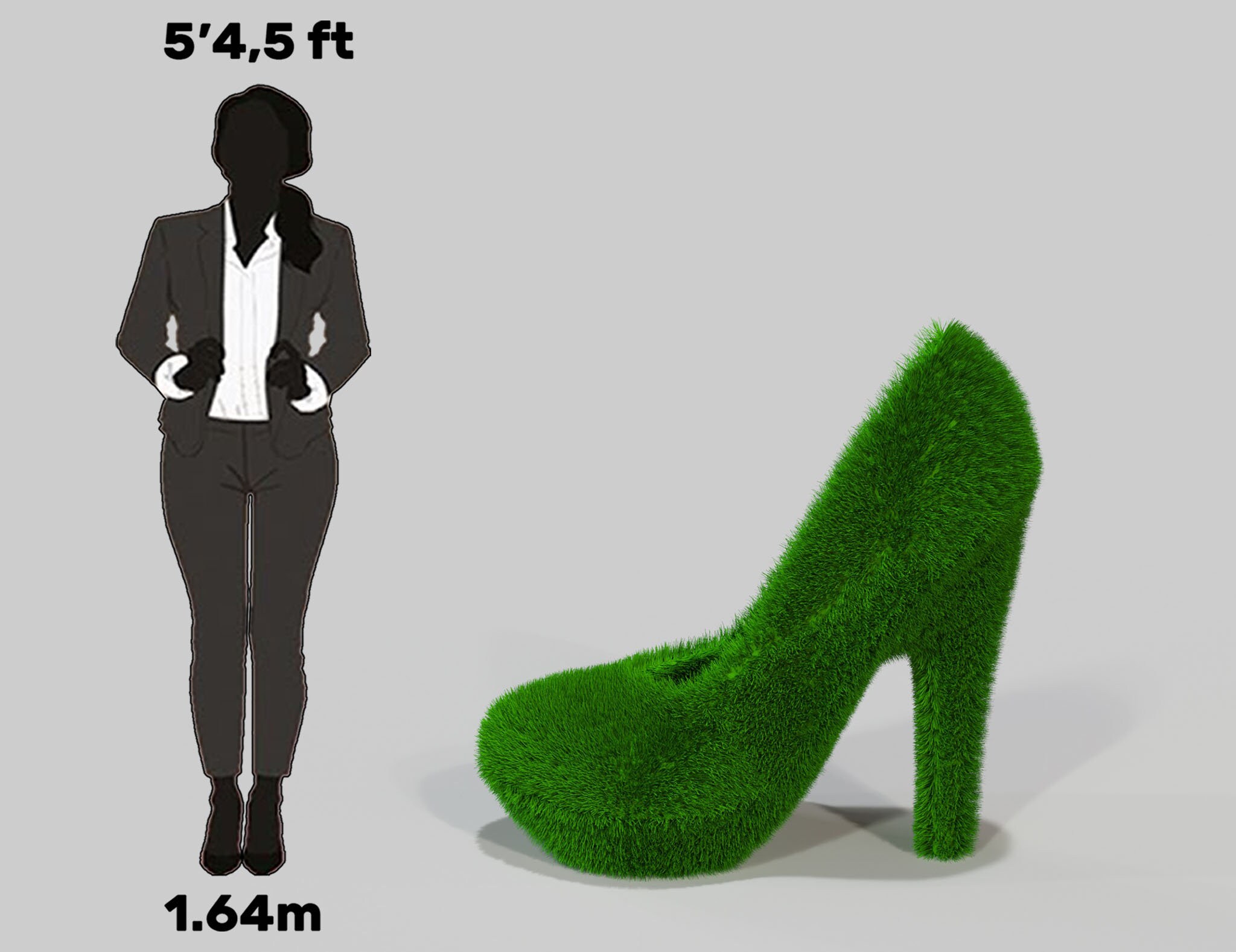 Artificial Grass Heel Topiary: Outdoor Garden Sculpture (l39"x W18"x ...